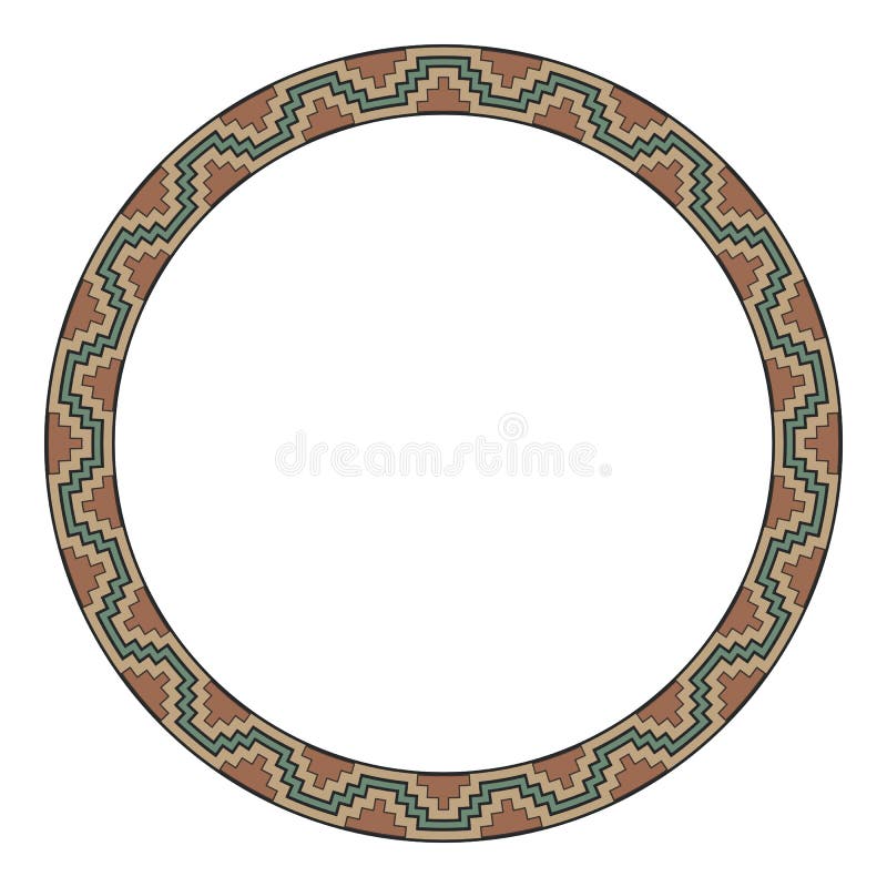 Ethnic Frame. Round Border with Geometric Mexican Pattern. Circle Frame ...