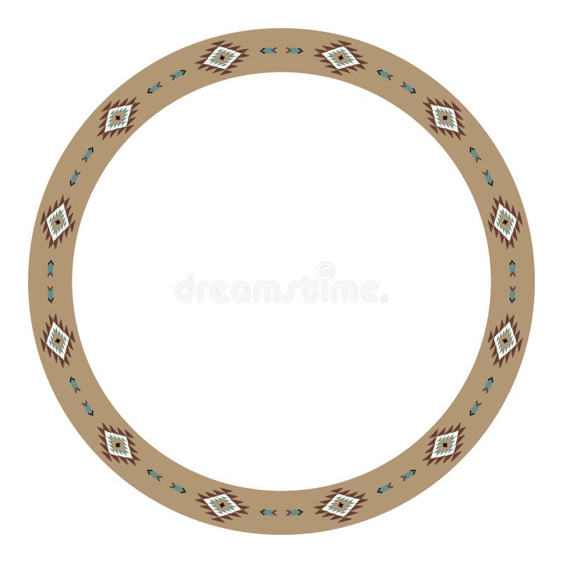 Ethnic Frame. Round Border with South Western Native Pattern. Vector ...