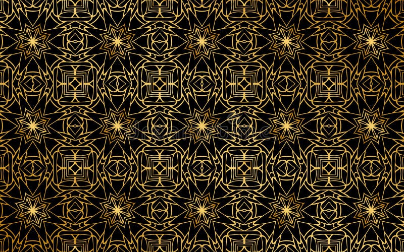 Ethnic Gold Hand Painted Seamless Pattern. Abstract African Golden ...