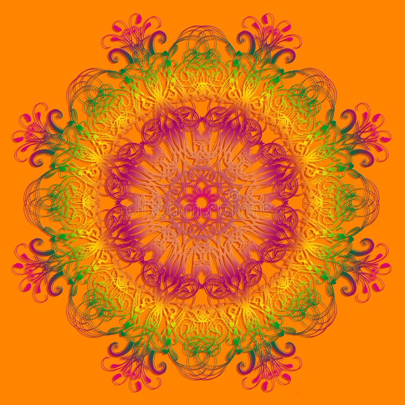 Ethnic Gradient Mandala on Orange Background Stock Illustration ...