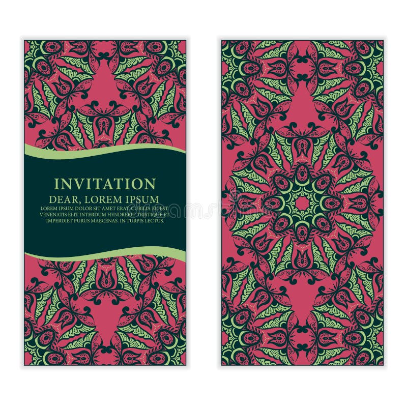Ethnic Greeting Card, Invitation or Wedding with Lace and Floral Stock ...