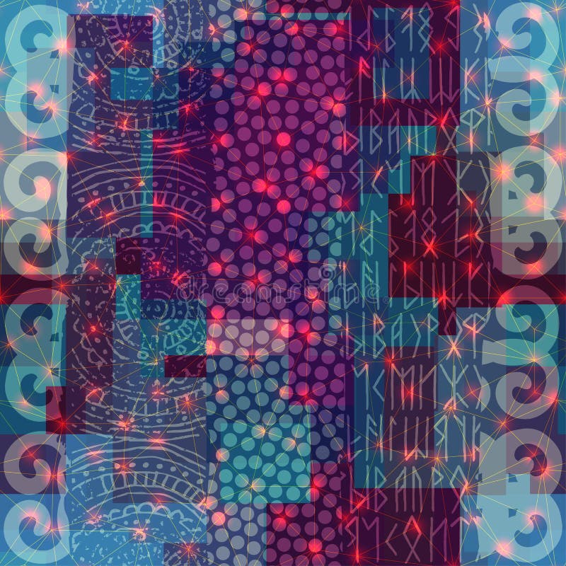 Ethnic Grunge Ornament with Abstract Lights Stock Vector - Illustration ...