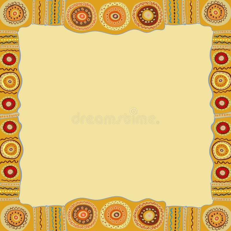 Ethnic Hand Painted Square Frame. Stock Vector - Illustration of ...