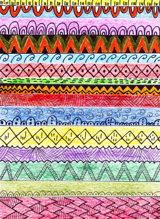Ethnic Handmade Abstract Native Pattern. Colorful Image Painted Markers ...