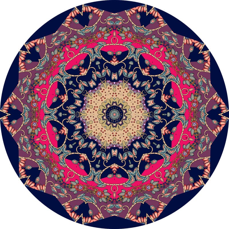 Ethnic Mandala with Flower. Round Rug. Vector. Stock Vector ...