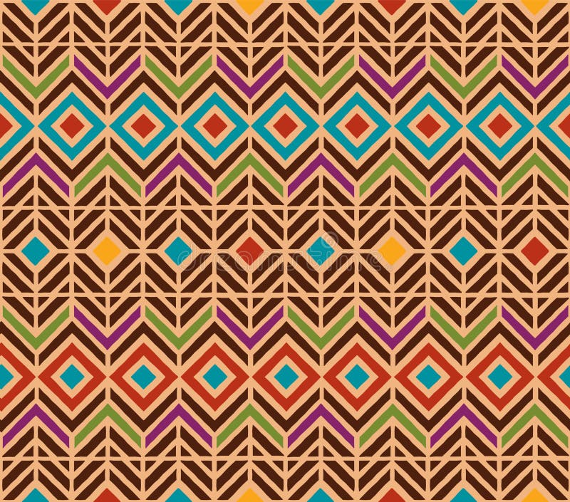 Ethnic Motives, Geometric Pattern in Warm Colors Stock Vector ...