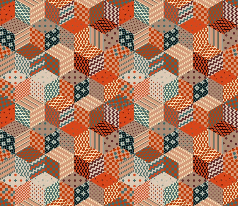 Ethnic Patchwork Pattern In Pink And Grey Tones Seamless Background