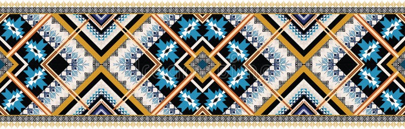 The Colorfull Dark Tone Geometric Ethnic Pattern. Oriental, Western ...