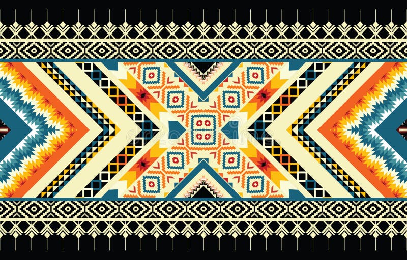 Abstract Ethnic Geometric Pattern, Oriental Western Style. Seamless ...