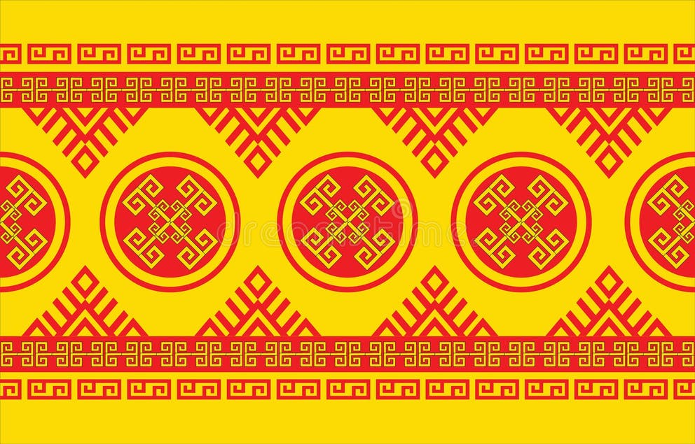 Seamless Chinese Border Pattern with Red Geometric Ornaments on a ...