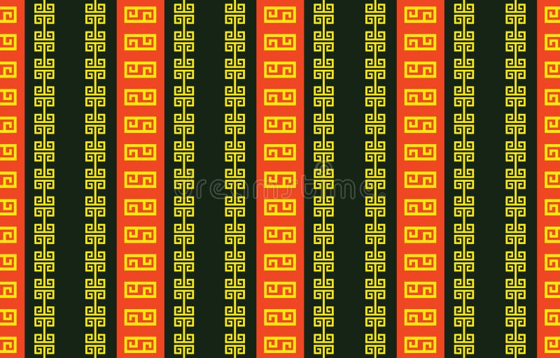 Seamless Chinese Pattern with Gold Yellow Geometric Ornaments on ...