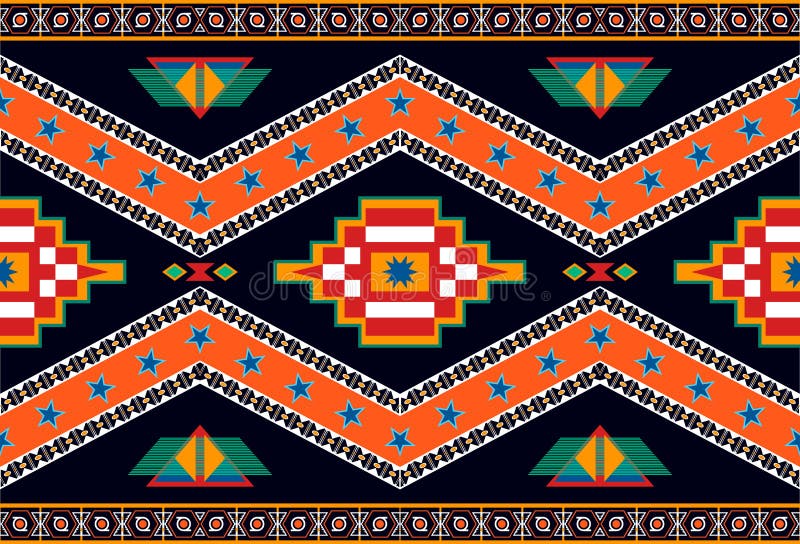 Ethnic Pattern Ad Red Geometric on Black Background. Stock Vector ...