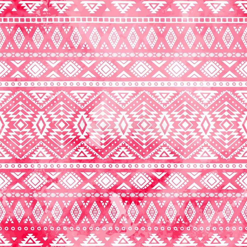 Ethnic Pattern Painted by Hand. Watercolor Texture Red and Pink Stock ...