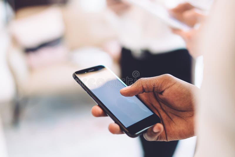 Ethnic Person Using Smartphone at Work Stock Photo - Image of formal ...