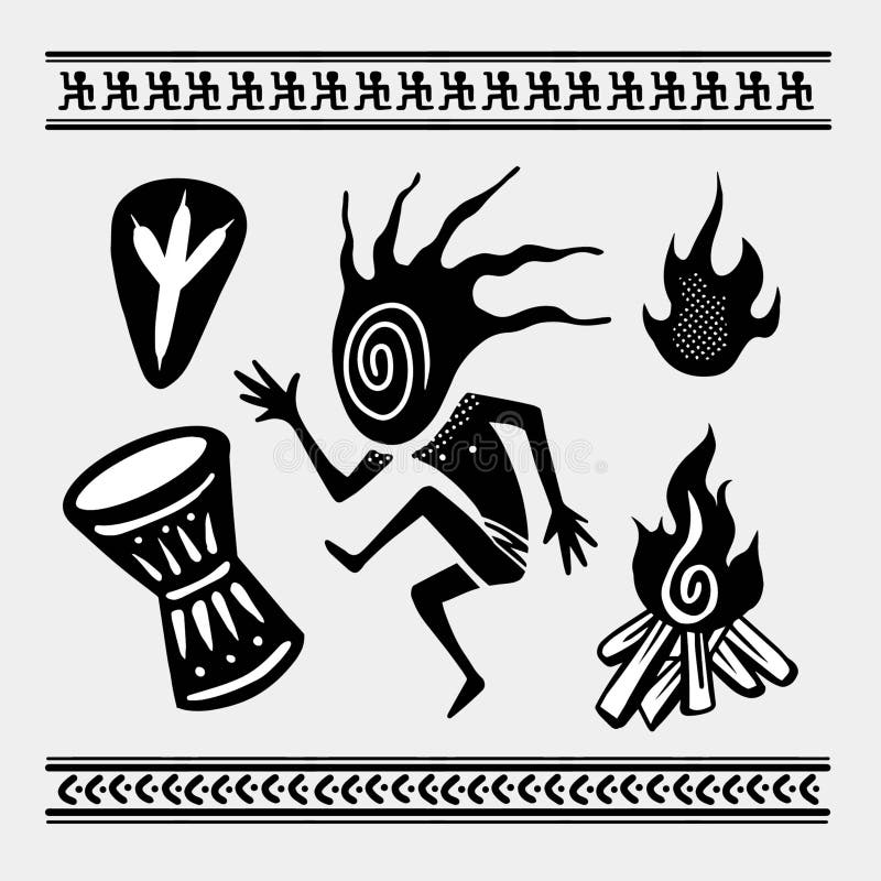 Ethnic Primitive Style Vector Set Stock Vector - Illustration of ...