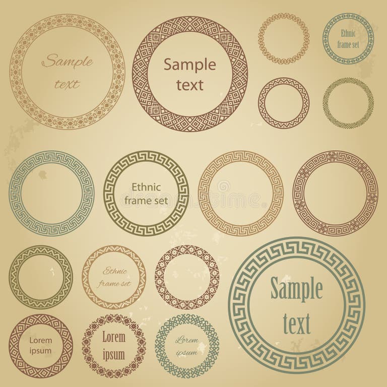 Ethnic Round Frames of Different Size with Sample Text Stock Vector ...
