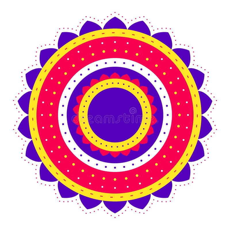 Ethnic Round Mandala Rangoli Pattern in Indian Art Stock Illustration ...