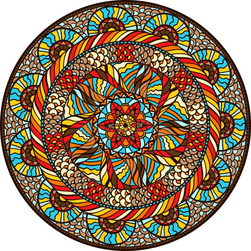 Ethnic Round Pattern with Hand Drawn Ornament Stock Vector ...