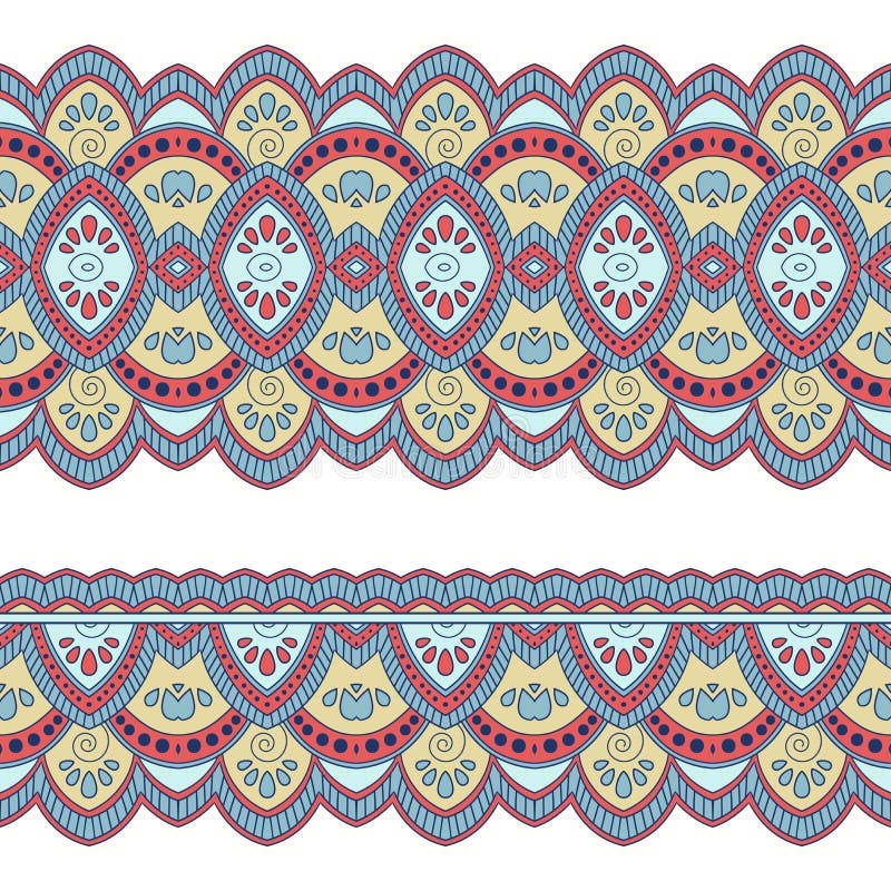 Ethnic seamless border stock vector. Illustration of henna - 118723060