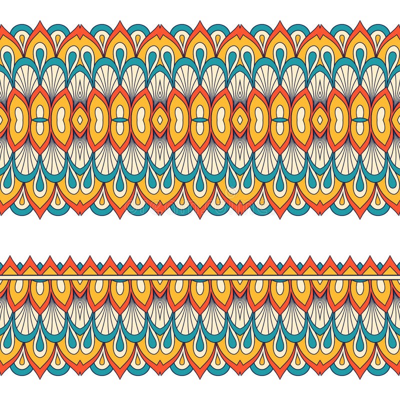 Ethnic seamless border stock vector. Illustration of henna - 119783332