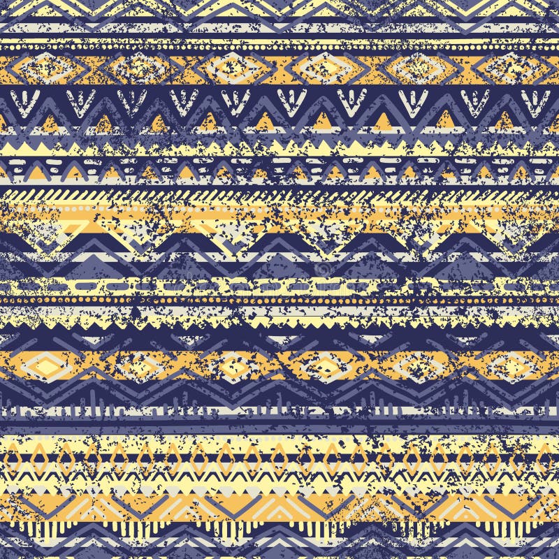 Ethnic Seamless Pattern. Blue And Yellow Color. Stock Vector ...