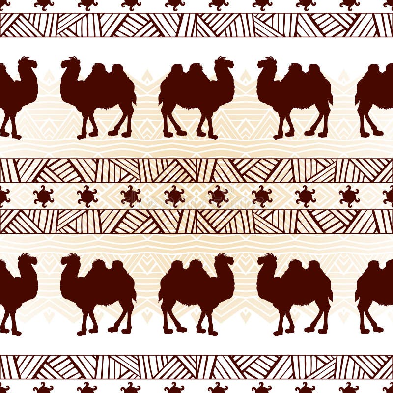 Ethnic Seamless Pattern with Camels. Texture Design for Wallpapers ...