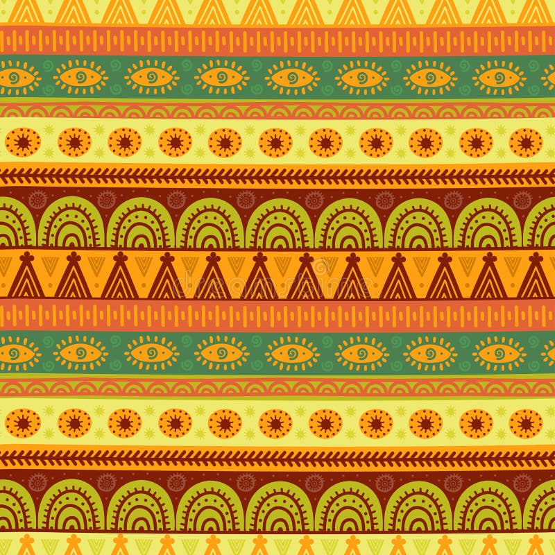 Ethnic Seamless Pattern. Hand Drawn Tribal Texture in Vector Stock ...
