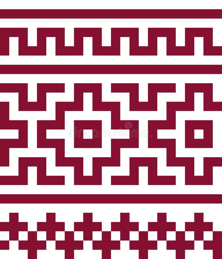 Ethnic Seamless Pattern in Red and White Colors. Stock Vector ...