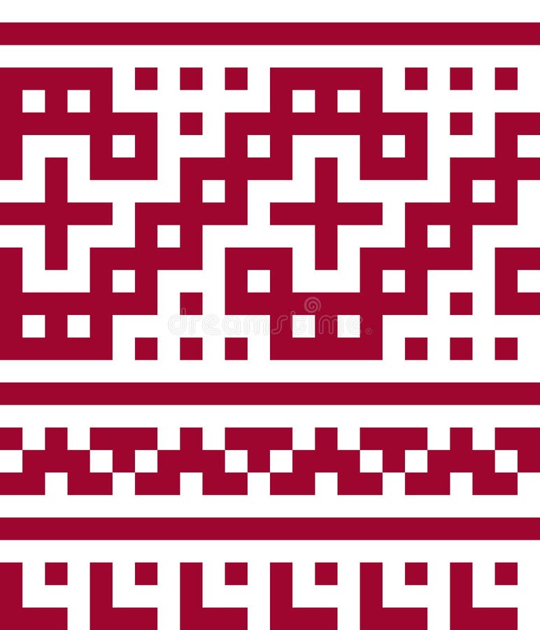 Ethnic Seamless Pattern in Red and White Colors. Stock Vector ...