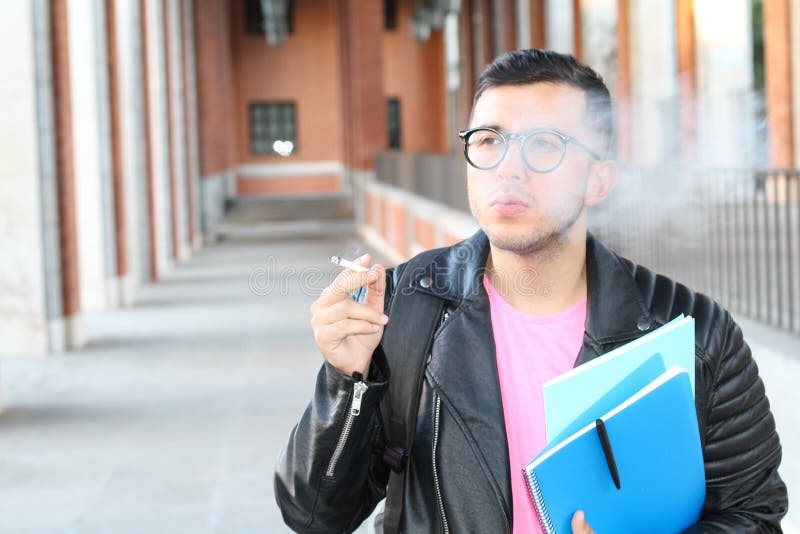 Ethnic Student Smoking on Campus Close Up Stock Photo - Image of people ...