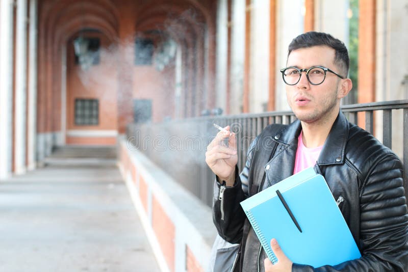 Ethnic Student Smoking on Campus Close Up Stock Image - Image of ...