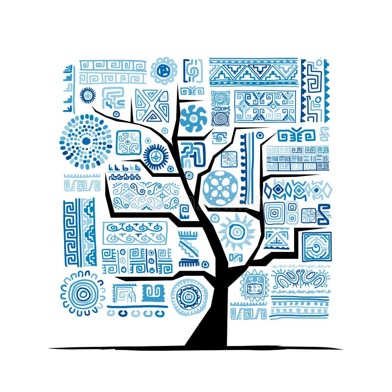 Ethnic Tree with Handmade Ornament for Your Design Stock Vector ...