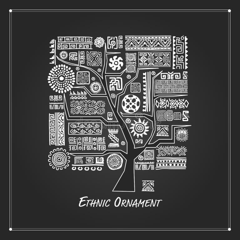 Ethnic Tree with Handmade Ornament for Your Design Stock Vector ...