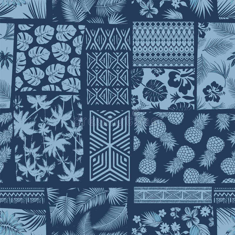 Ethnic Tribal Heritage Botanical Patchwork Seamless Pattern Stock ...