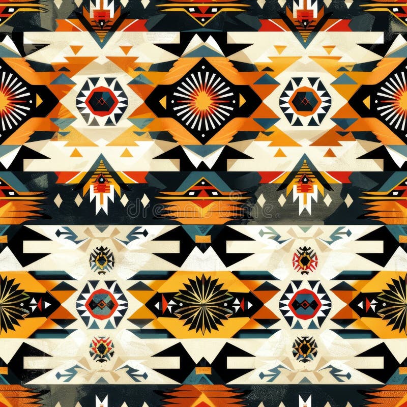 Ethnic Tribal Patterns with Geometric Designs in Earth Tones Stock ...