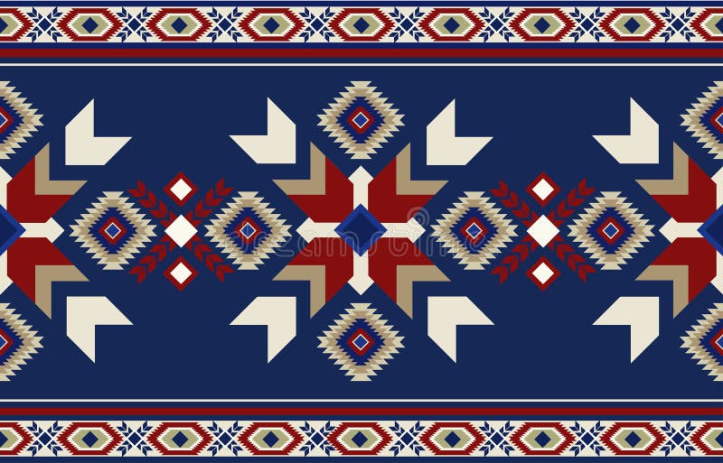 Ethnic Tribal Traditional Blue Flower Pattern Stock Vector ...