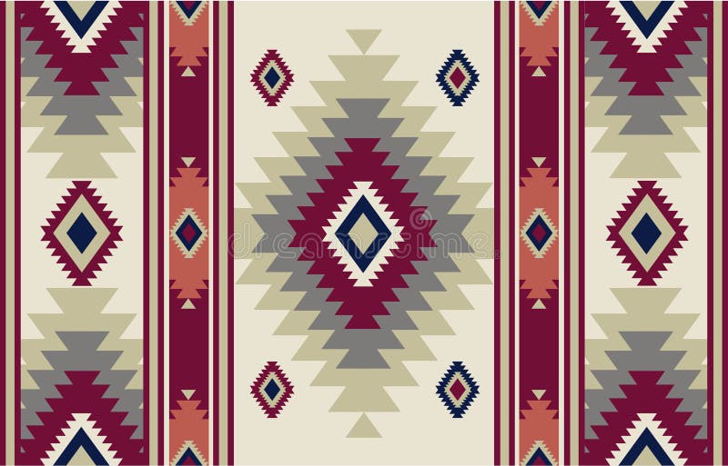 Ethnic Tribal Traditional Colorful Red Aztec Diamond Stripe Pattern ...