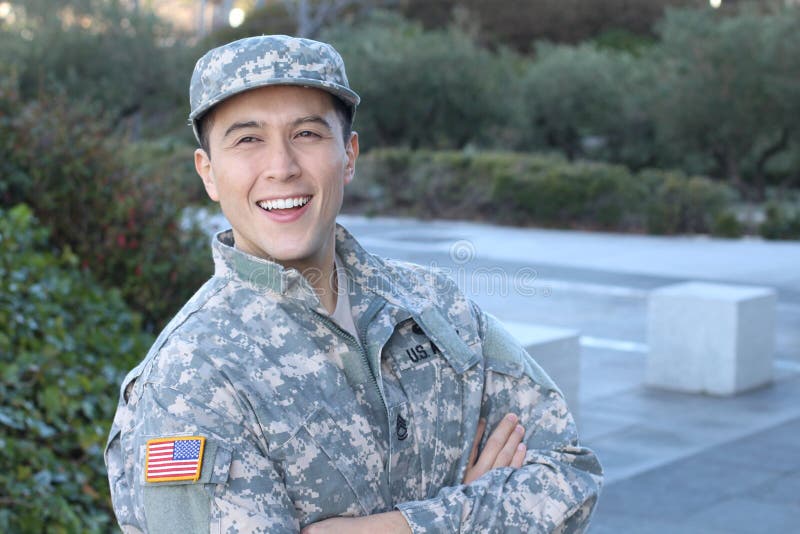 Ethnic US Military Man Smiling Stock Photo - Image of military ...