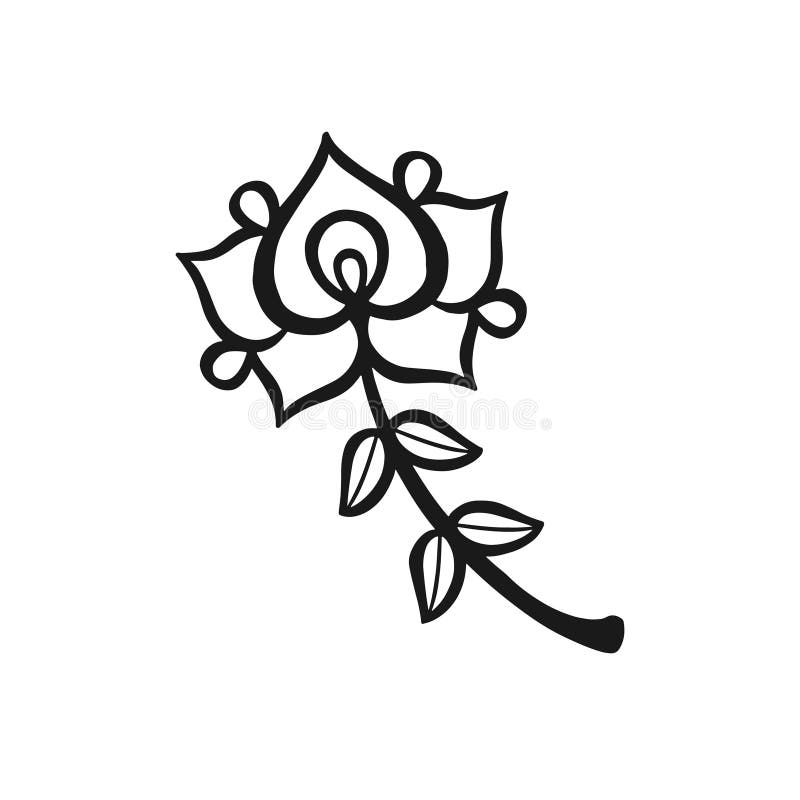 Ethnically Stylized Linear Outline of Lotus Flower, Vector without ...