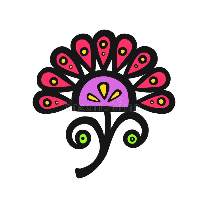 Ethnically Stylized Pink Flower with Petals, Vector Stock Vector ...