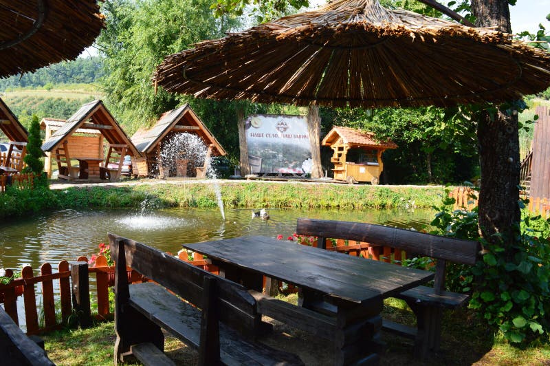 Ethno Restaurant by the Lake Editorial Stock Image - Image of wall ...