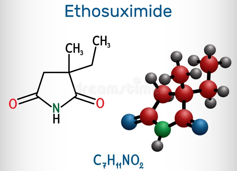 Ethosuximide Anticonvulsant Drug Molecule. Used in Treatment of Absence ...
