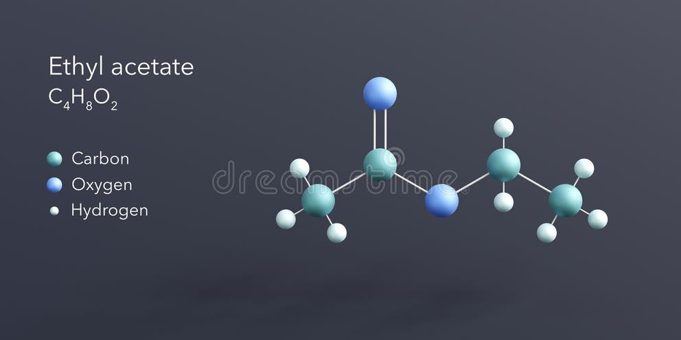Ethyl Acetate Molecule 3d Rendering, Flat Molecular Structure with ...