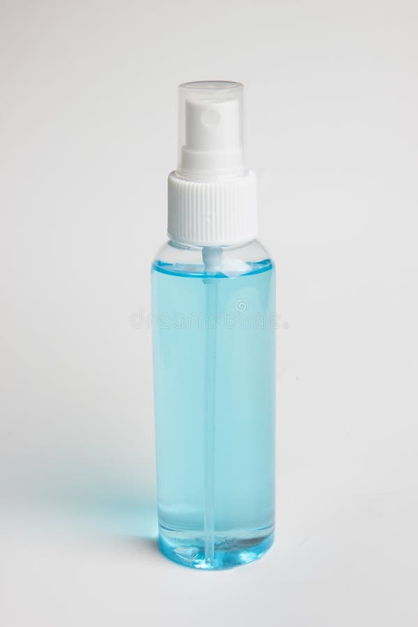 Ethyl Alcohol in Glass Bottle with Single Use Syringe Isolate on White ...