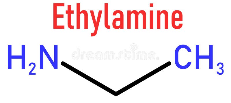 Ethylamine or Ethanamine Organic Base Molecule, Skeletal Chemical ...