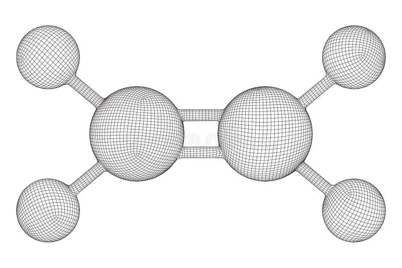 Ethylene ethene molecule. stock vector. Illustration of hydrocarbon ...