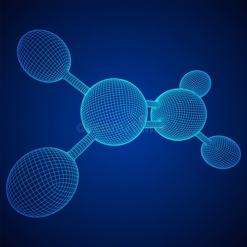 Ethylene ethene molecule. stock vector. Illustration of blueprint ...