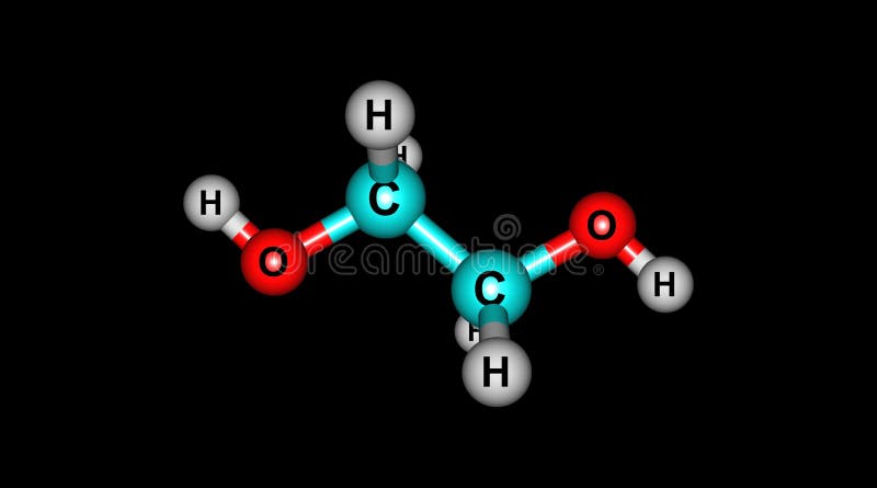 Ethylene Glycol Molecular Structure Isolated on Black Stock ...