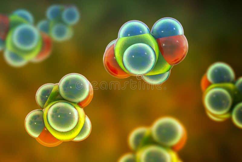 Ethylene Glycol Molecule, 3D Illustration Stock Illustration ...