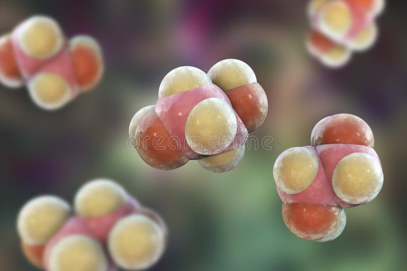 Ethylene Glycol Molecule, 3D Illustration Stock Illustration ...